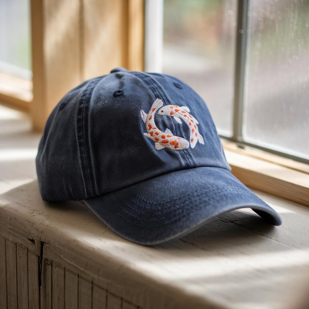Embroidered Koi Fish Dad Cap, Yin Yang Hat - Etsy