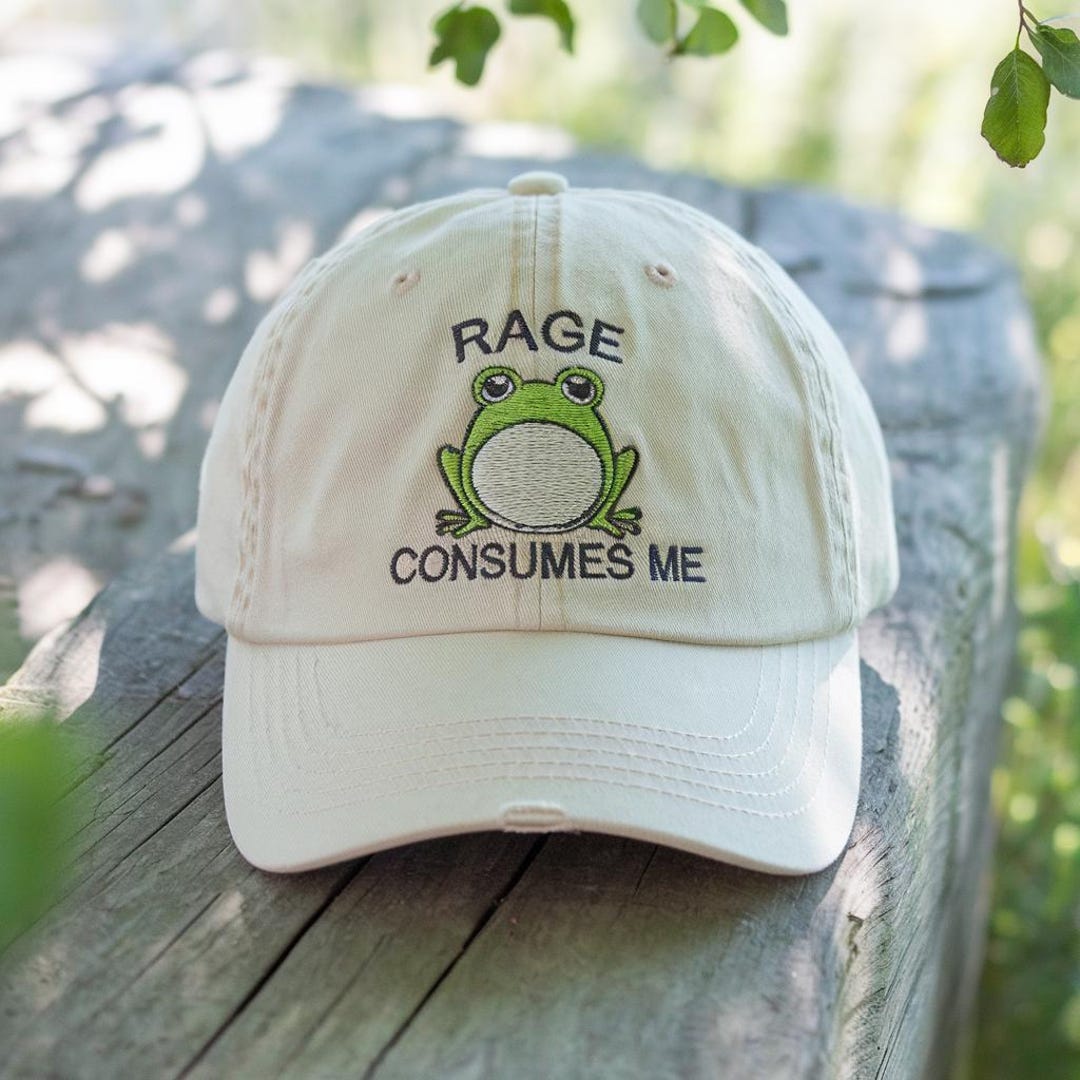 Rage Consumes Me Frog Dad Cap, Frog Pond Dad Cap, Meme Frog Hat ...