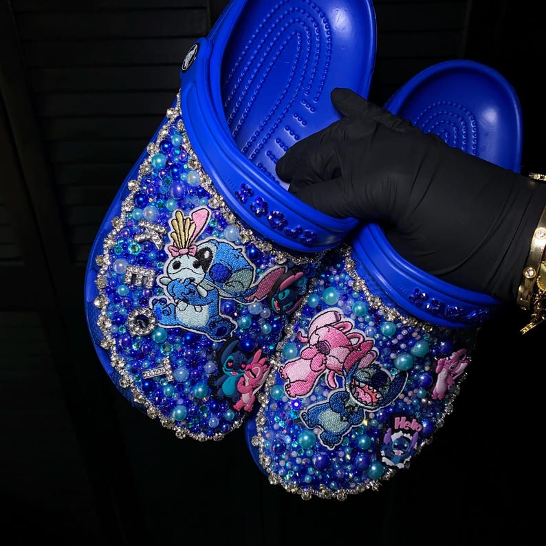 Custom Stitch & Angel Embellished Crocs - Etsy