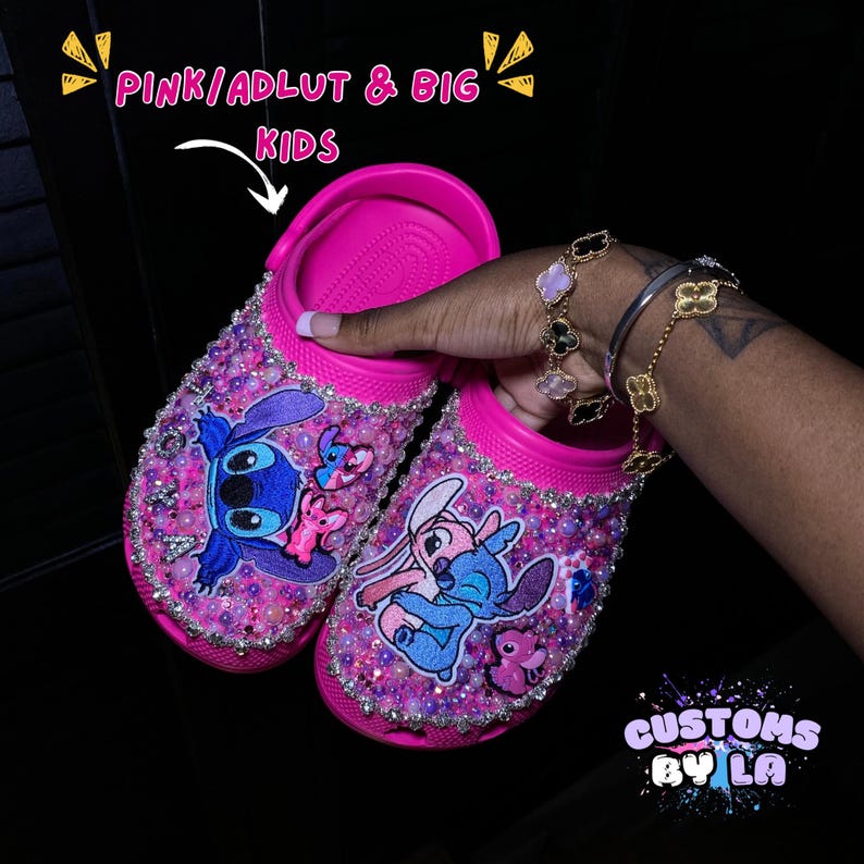 Custom Stitch & Angel Embellished Crocs - Etsy
