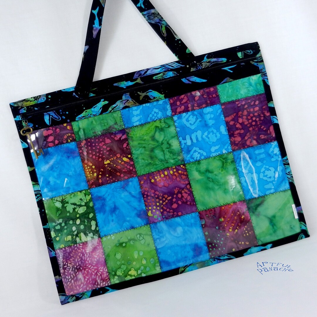 17.75"x14.25" Large Vinyl Window Project Bag With Removable Strap; Work ...