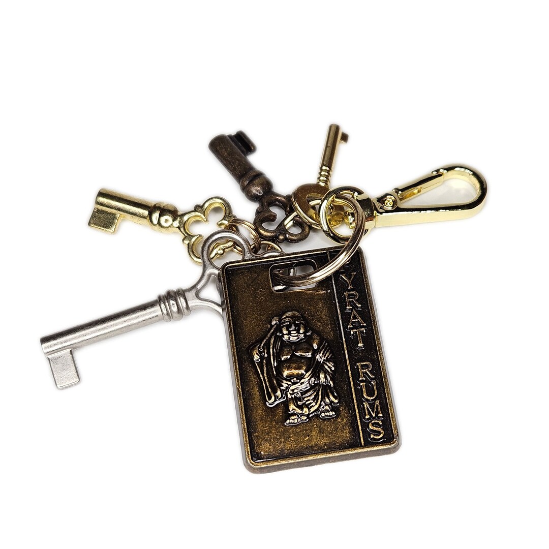 Upcycled Hoti Pyrat Rum Talisman & Skeleton Key Keychain - Gold and ...