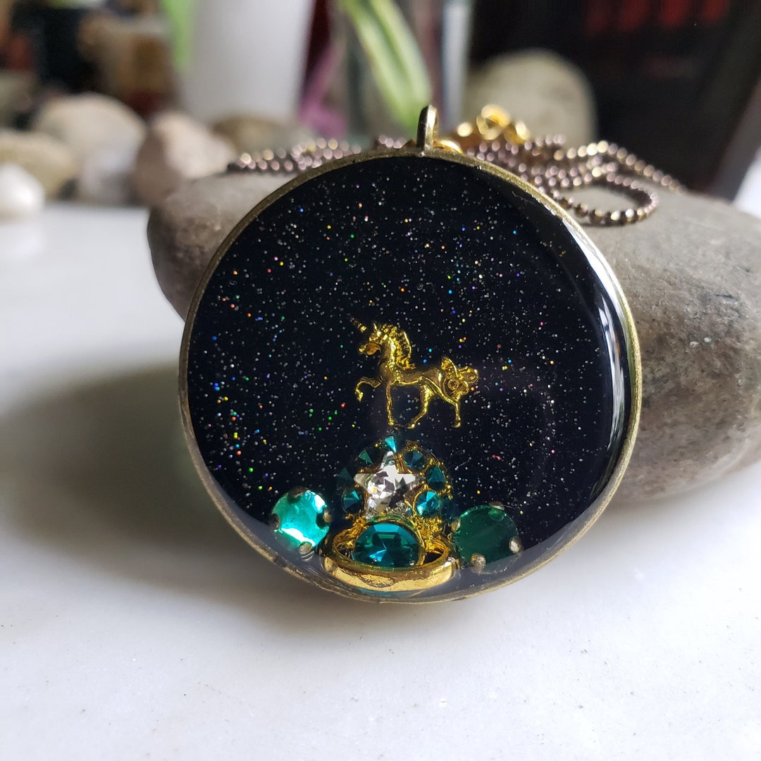 Unicorns in Outer Space Resin Pendant Necklace Choose Your Chain - Etsy