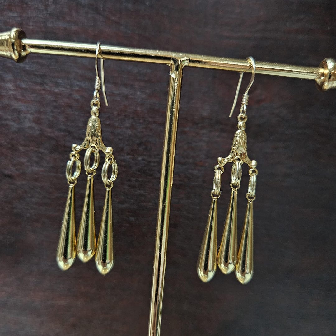 Dainty Gold Art Nouveau Etruscan Style Earrings 14k GF Ear Wires - Etsy