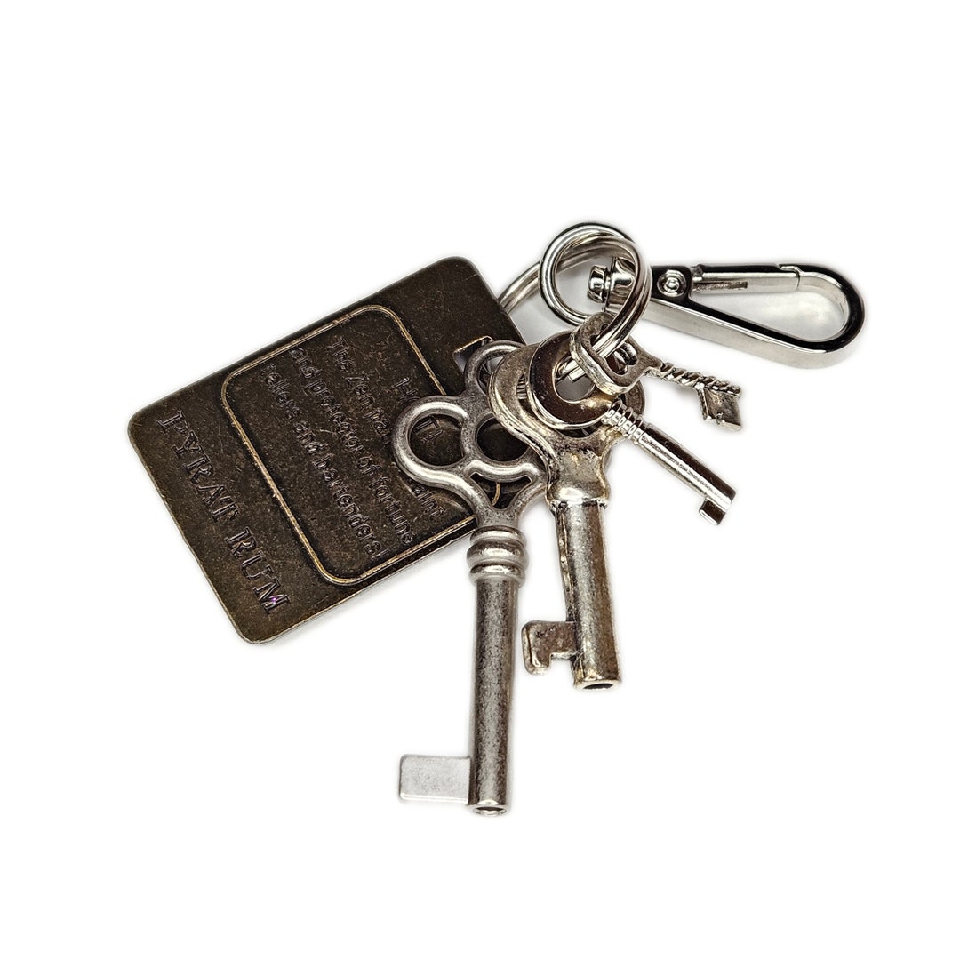 Upcycled Hoti Pyrat Rum Talisman & Skeleton Key Keychain - Gold and ...