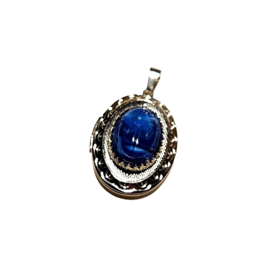 Silver Locket Fob - Limited Edition - Vintage Lucite Scarab Cabochon ...