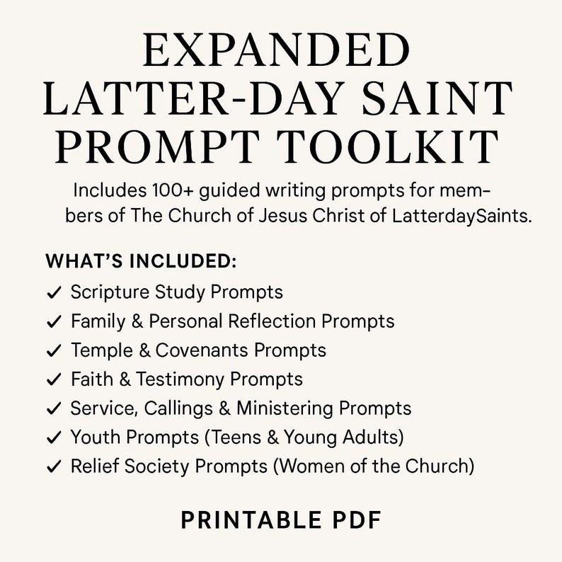 LDS Prompt Toolkit | Latter-day Saint Journal Prompts for Women, Youth ...