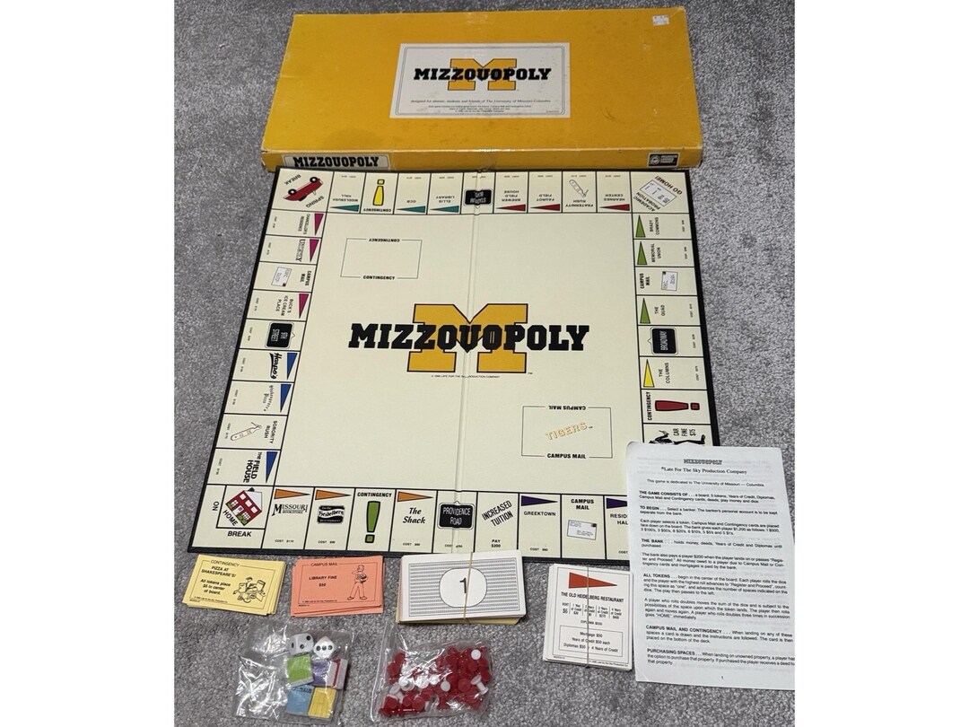 Vintage 1990 MIZZOUOPOLY University of Missouri Tigers Monopoly Style ...