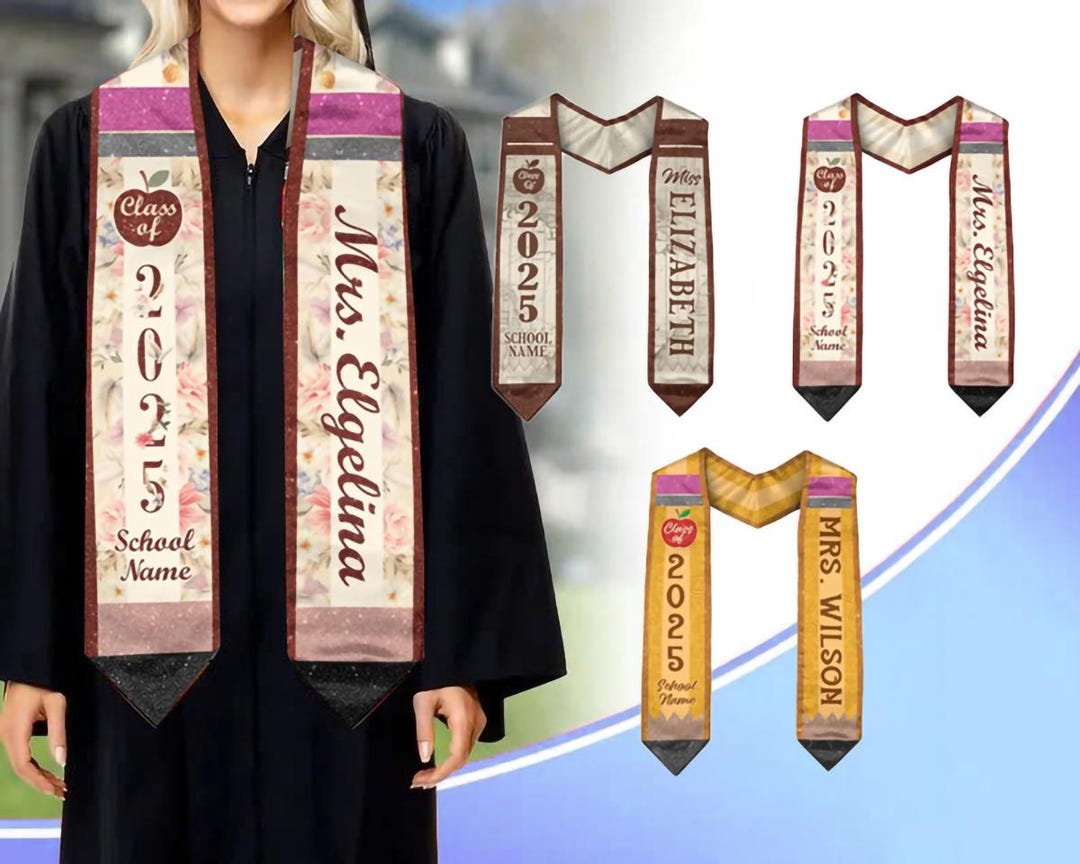 Teacher Graduation Stole 2025, Custom Teacher Stole, Personalized ...