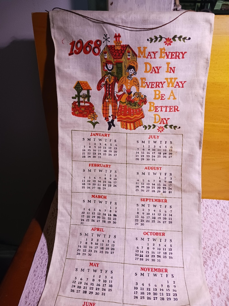 Vintage Linen 1969 Wall Calender - Etsy