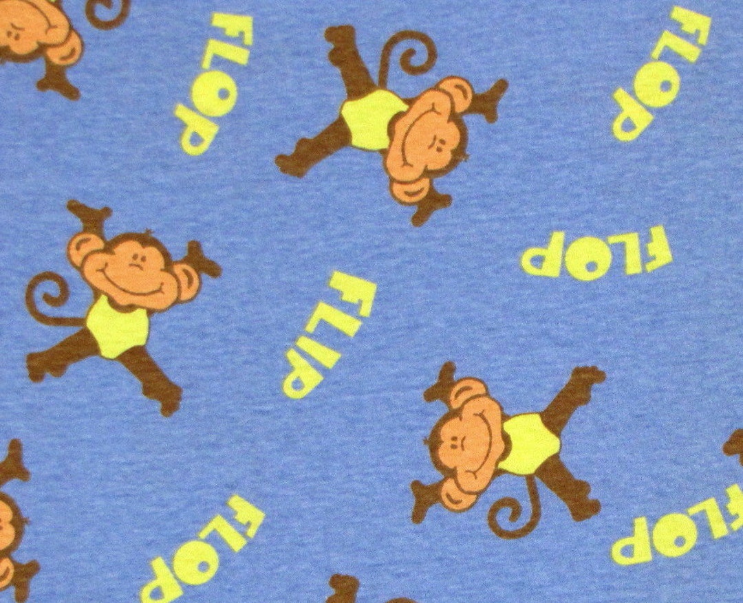 Flip Flop Monkey Jersey Fabric - Etsy