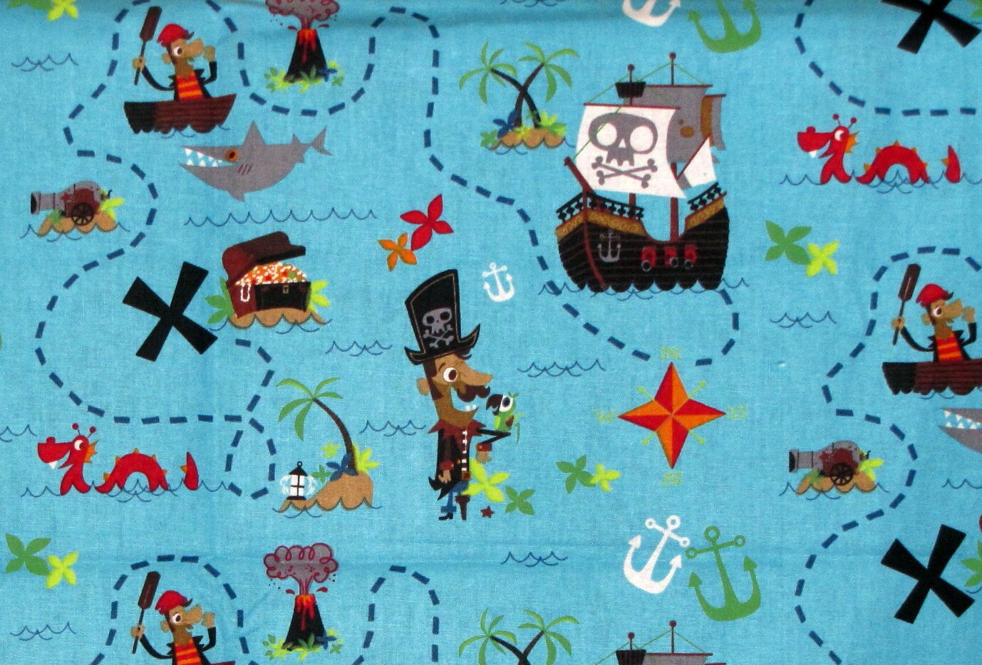 Pirate Treasure Fabric David Textiles - Etsy