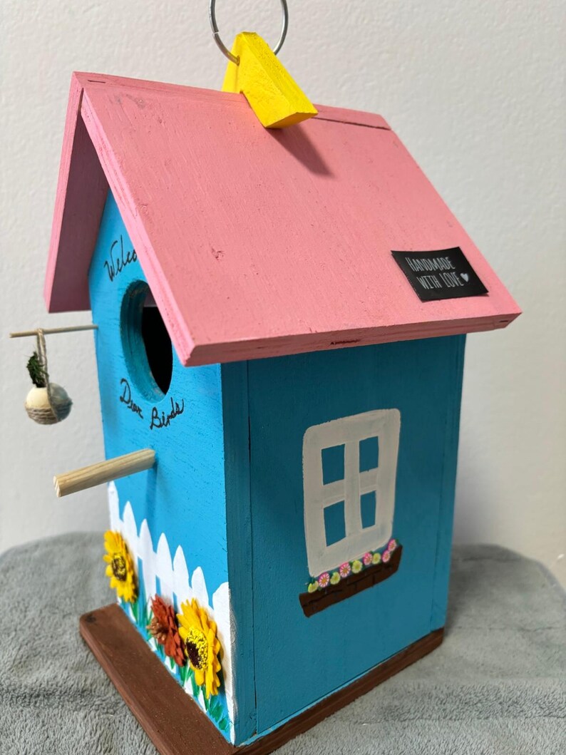 Handmade Blue Birdhouse Welcome Sign - Cute Garden Decor for Birds - Etsy