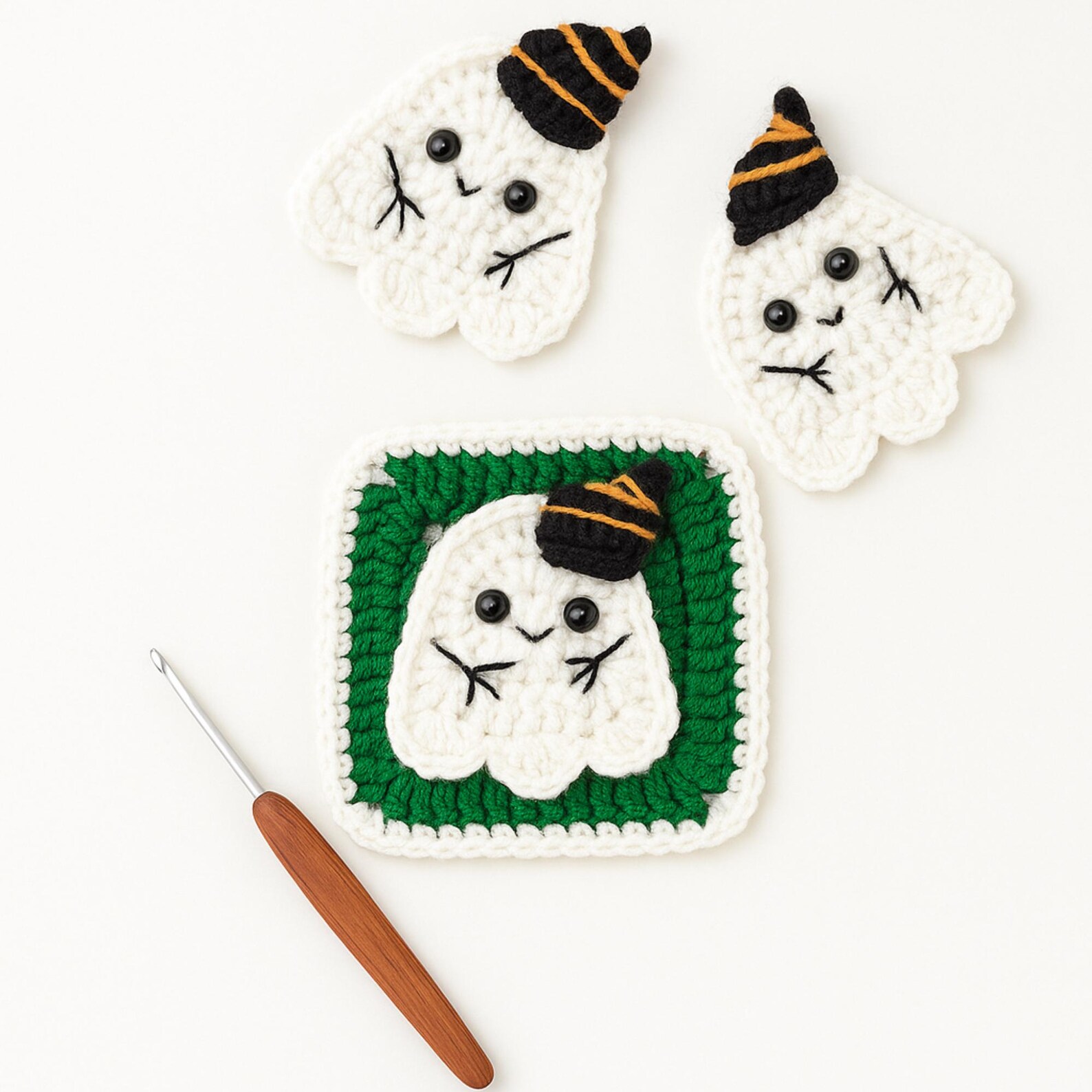 Crochet Ghost Granny Square Pattern, Easy Crochet Halloween Pattern ...
