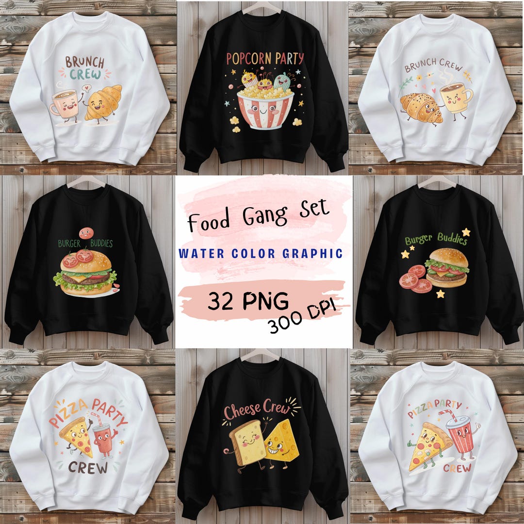 Watercolor Food Gang Set PNG, Cute Watercolor, Fun Party Design for T ...