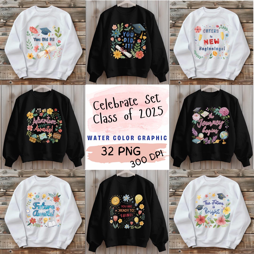 Graduation Watercolor PNG, Graduate of 2025 Set, Cute Watercolor ...