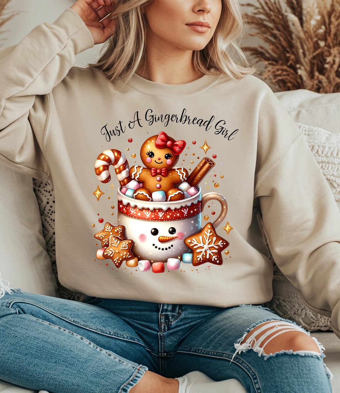 Gingerbread Girl Crewneck Sweatshirt | Cozy Winter Apparel, Christmas ...