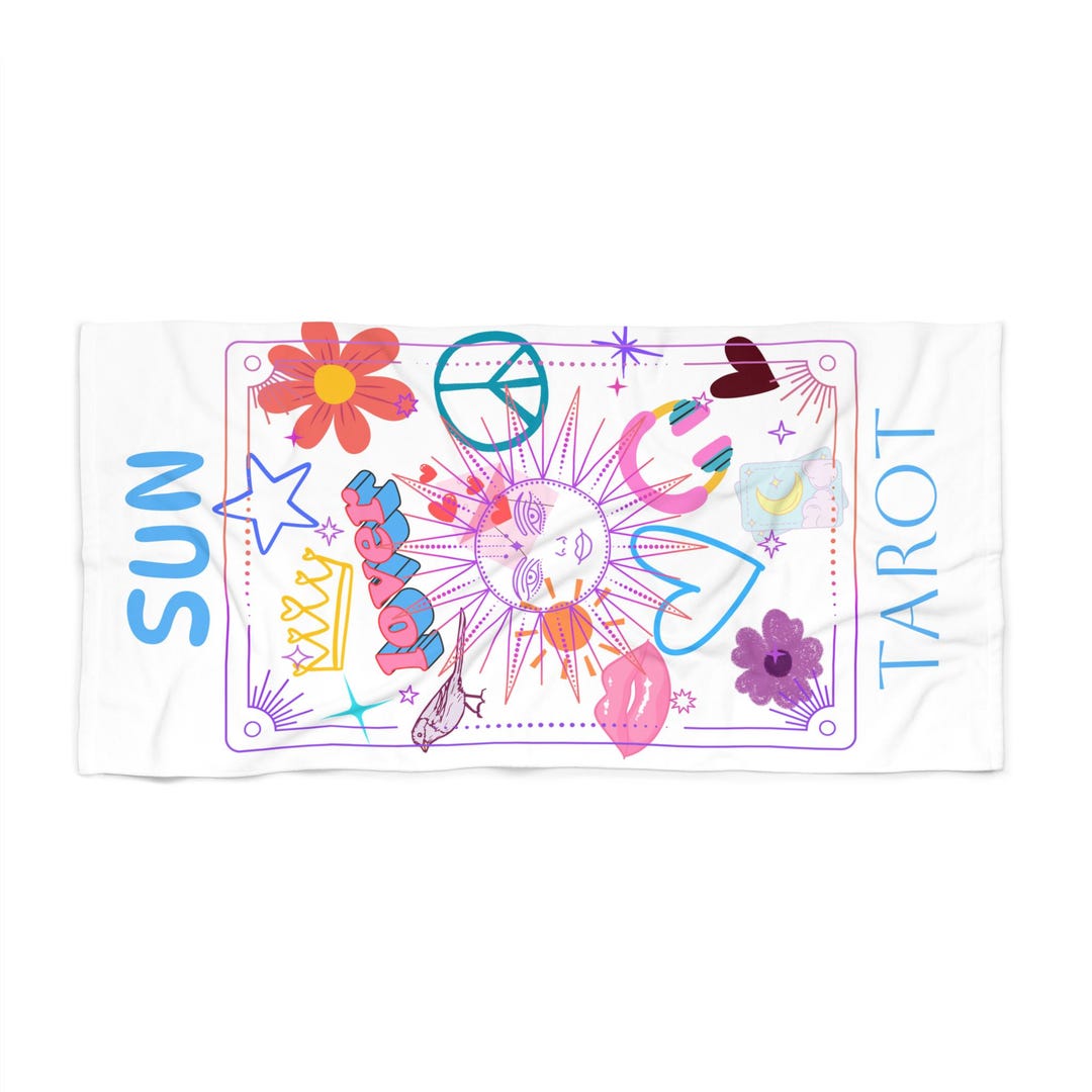 Sun Lover Tarot Beach Towel, Fun Summer Design, Tarot Card Theme, Large ...