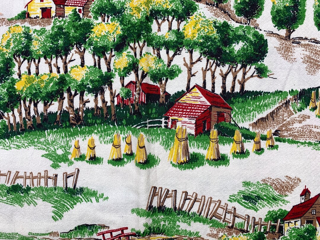 Wheat Barkcloth, 3.6 Yards of 1930s Farm Fabric for Pillows, Home Decor ...
