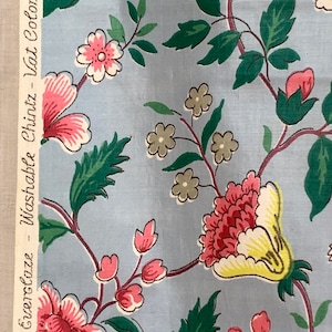 Blue Chintz Vintage Fabric, 3.2 Yards of Kandell Cotton for Upholstery ...