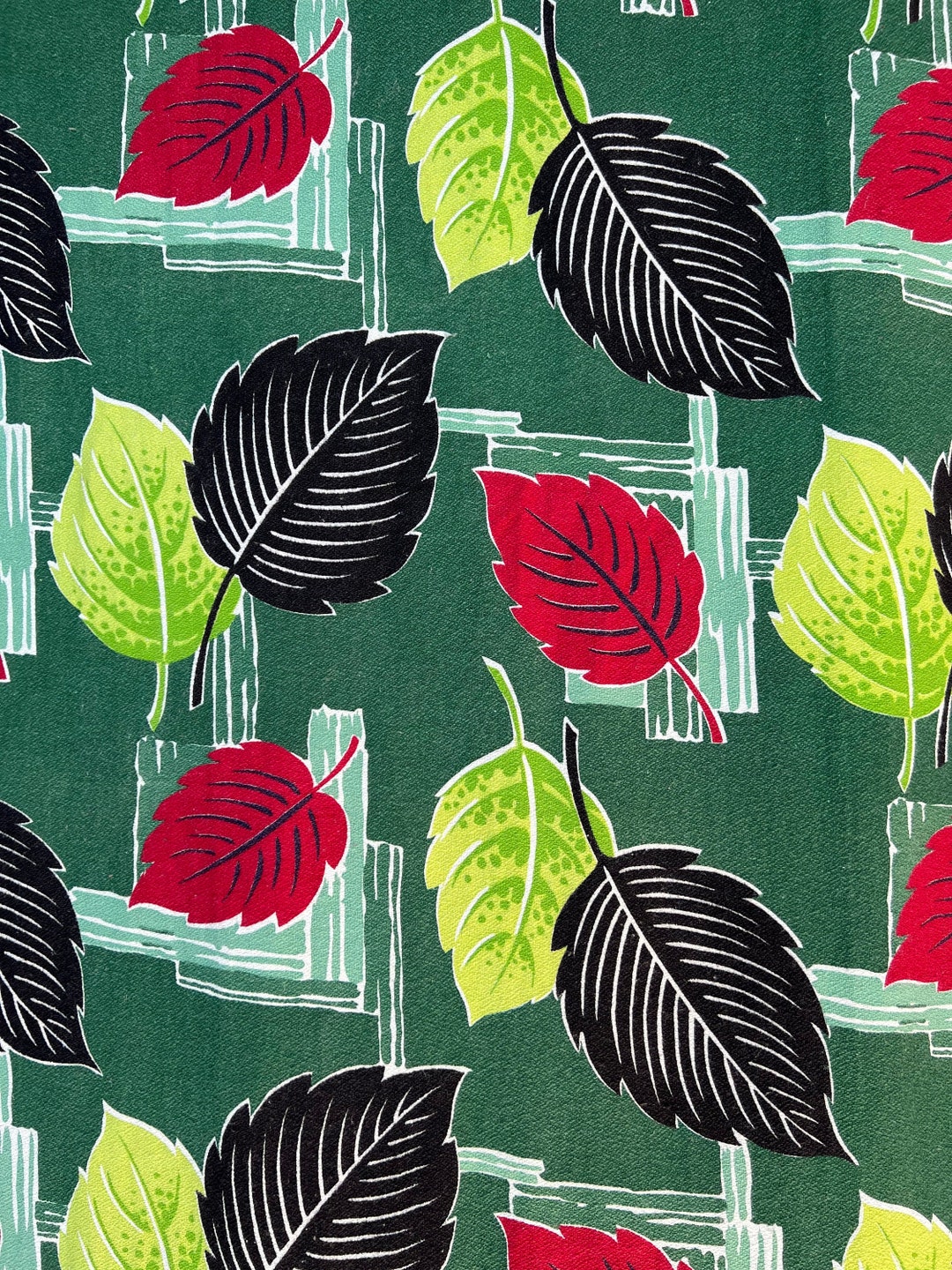 Black Leaf Barkcloth, 2.5 Yards 1940s Vintage Fabric for Home Decor - Etsy