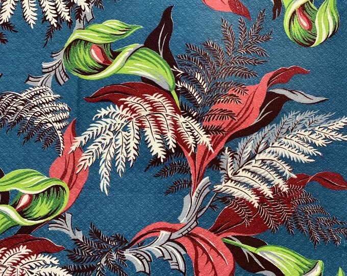 Jack in Pulpit Barkcloth, 3.1 Yards of Amazing 1940s Art Deco Fabric ...