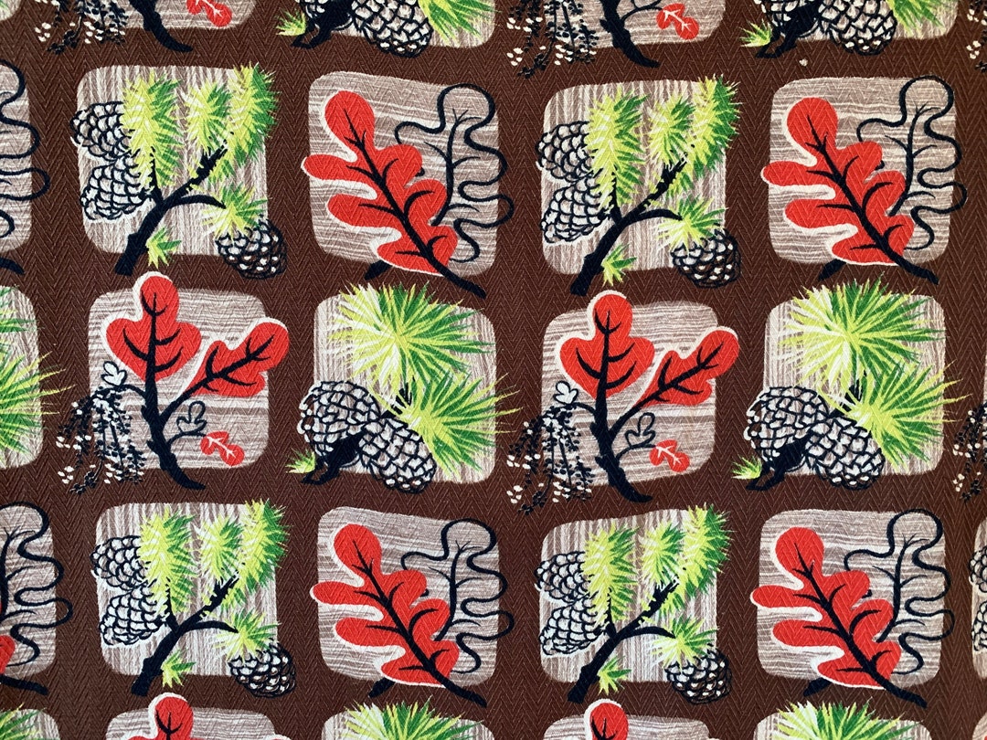 Brown Oak Vintage Barkcloth, 2 Yards of 1930s Fabric for Upholstery ...