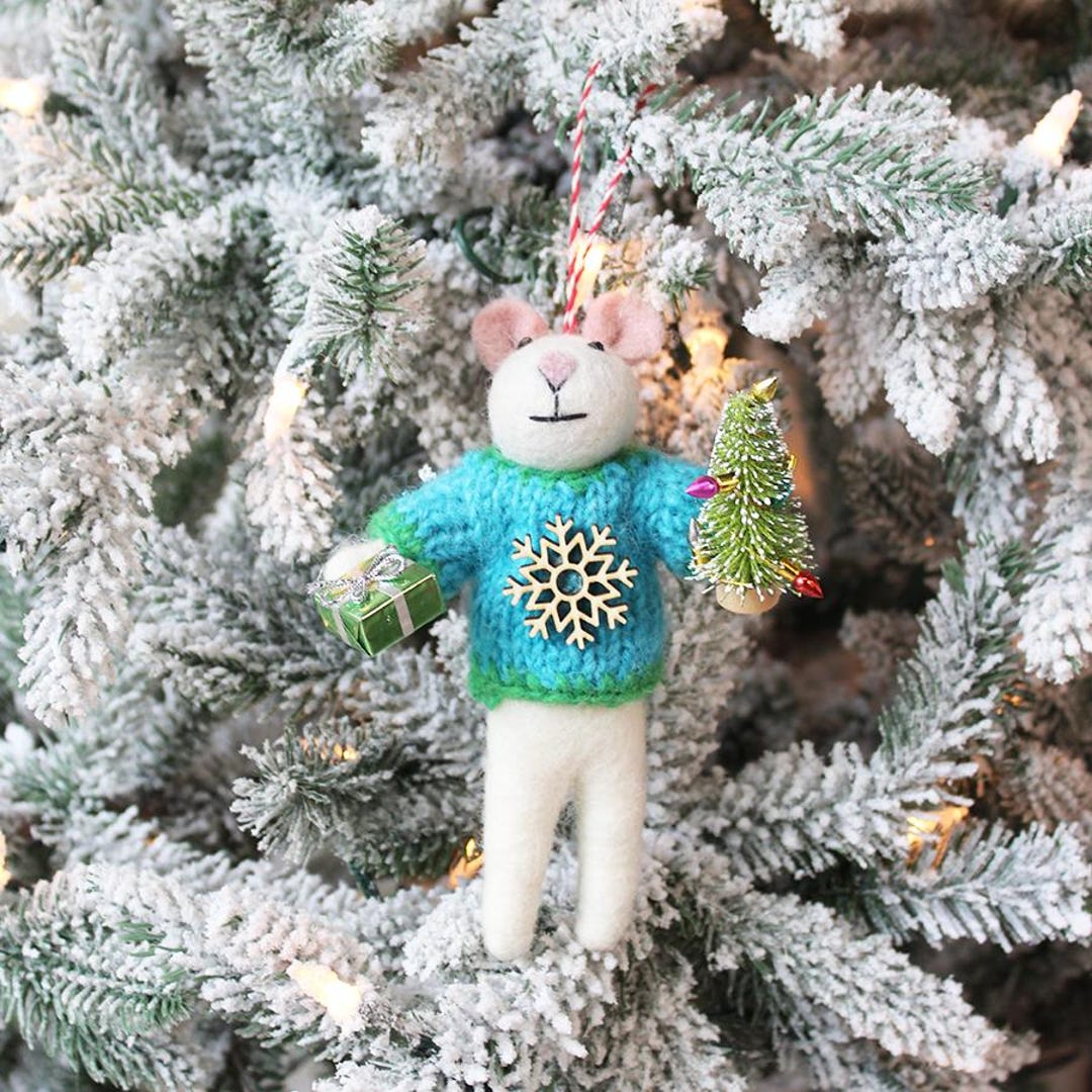 Snowflake Mouse- Sweater Mice Ornament | Christmas Mouse | Felted Wool ...