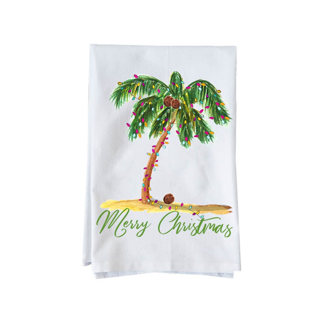 Palm Tree Christmas | Decorative Flour Sack Towels | Gifts Under 15 - Etsy