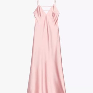 Elegant Pastel Pink Satin Midi Dress - Etsy