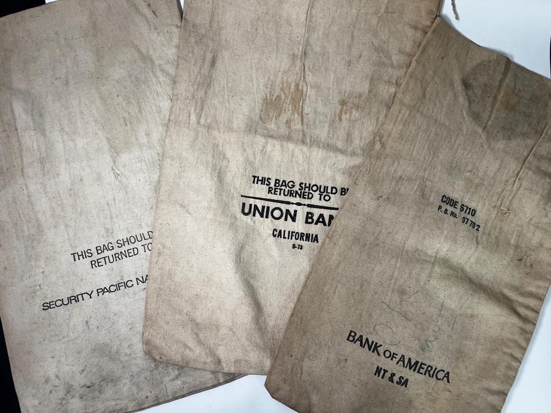 Vintage Canvas Bank Money Bags Set of 3 - Etsy