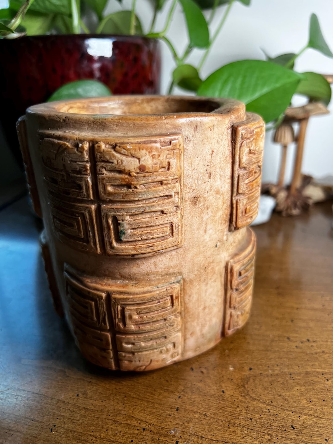 Vintage Chinese Cong Brush Pot Stone Vase - Etsy