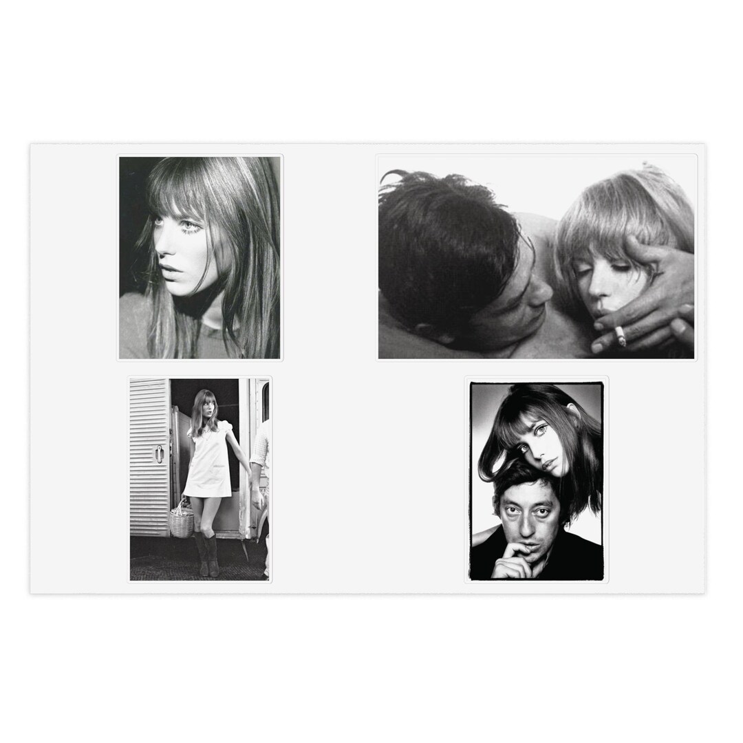 Jane Birkin Black & White Vintage Hollywood Sticker Sheet Bundle, Retro ...