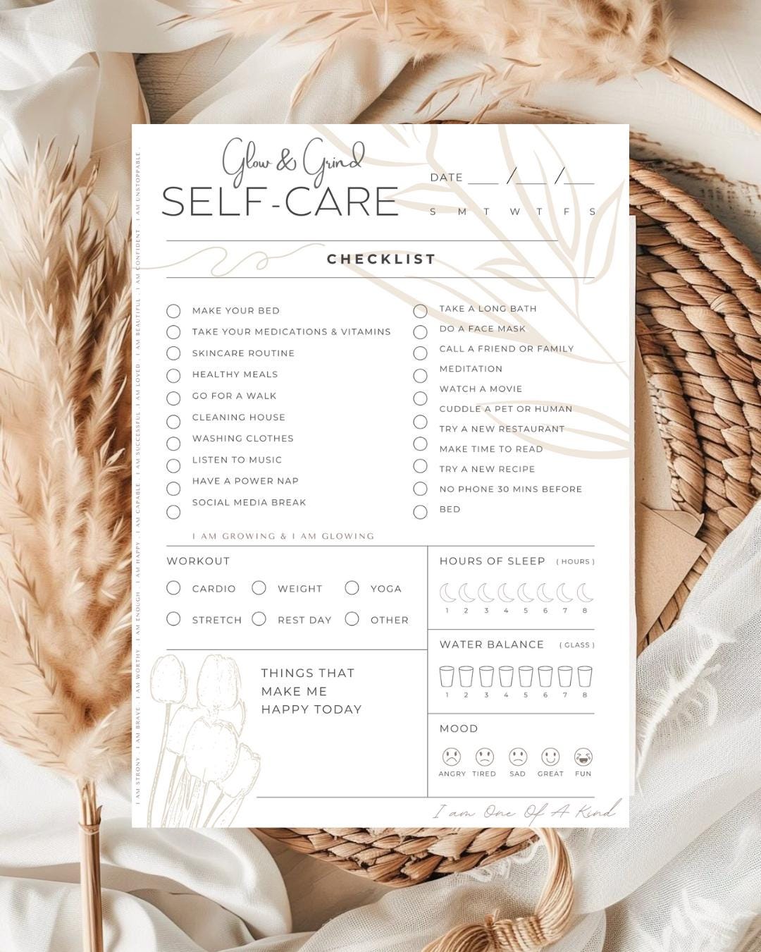 Self-care Checklist Printable | Daily Mindfulness, Confidence, Joy ...