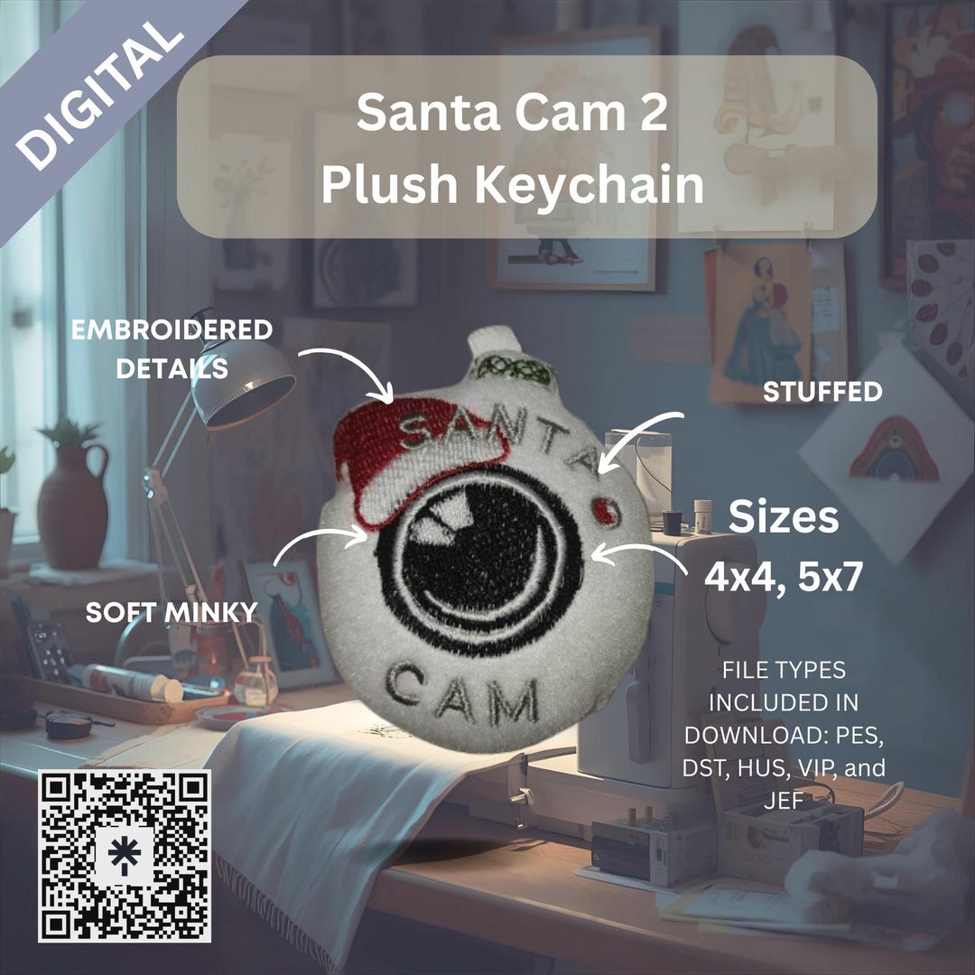 Santa Cam Plush ITH Embroidery Design File – In-the-hoop Holiday ...
