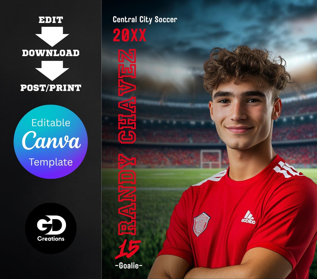 Customizable Soccer Poster Template – Canva Design (digital Download ...