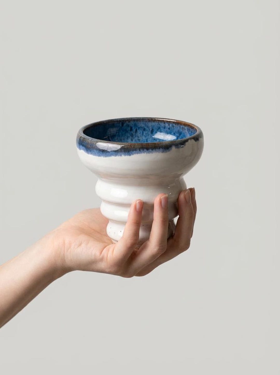 Glacier Blue Pottery Cup, Handmade Ceramic Pedestal Tumbler - Etsy