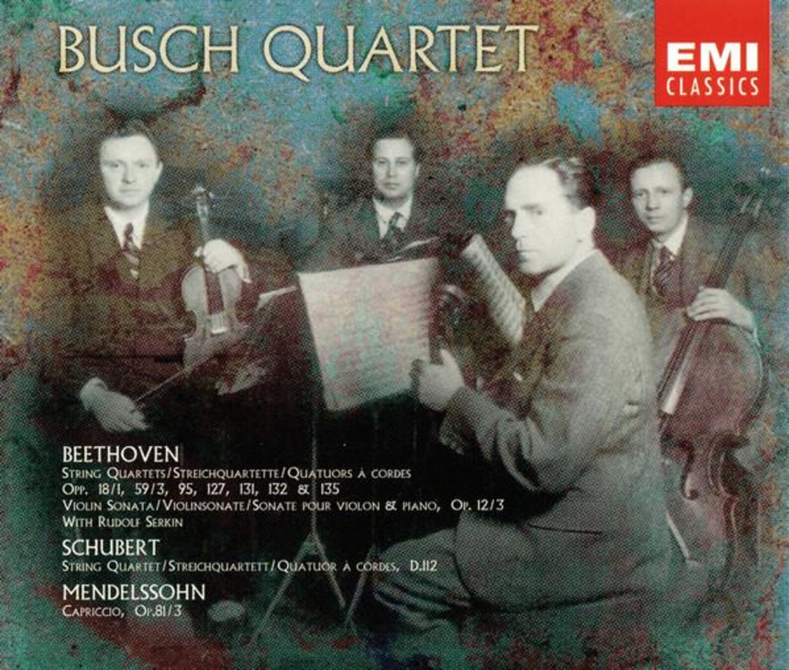 4CD Busch Quartet, Ludwig Van Beet String Quartets Opp. 18/1, 59/ 724356530829,CHS EMI Classics ...