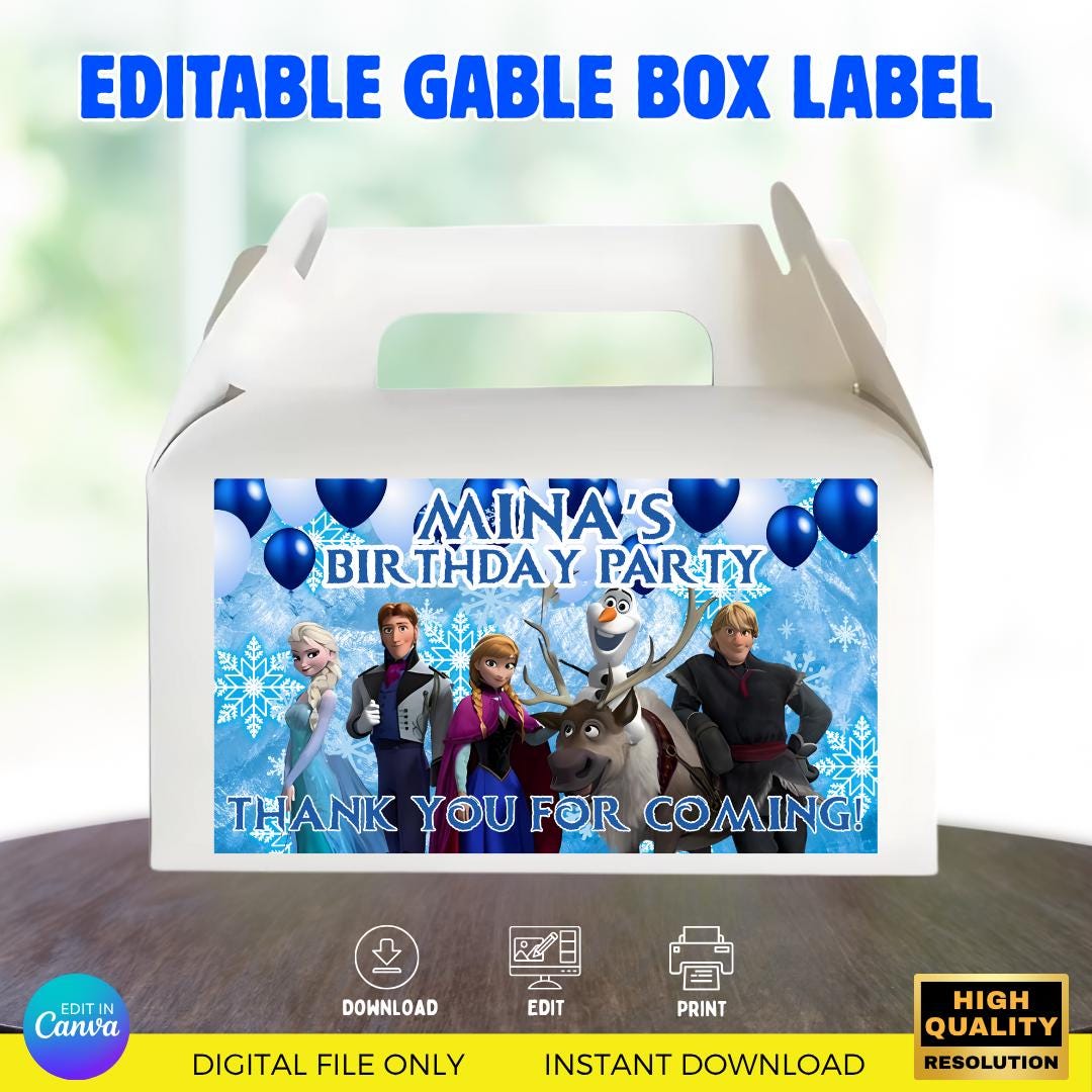 Frozen Gable Box Label Frozen Gable Label Frozen Editable Gable Label ...