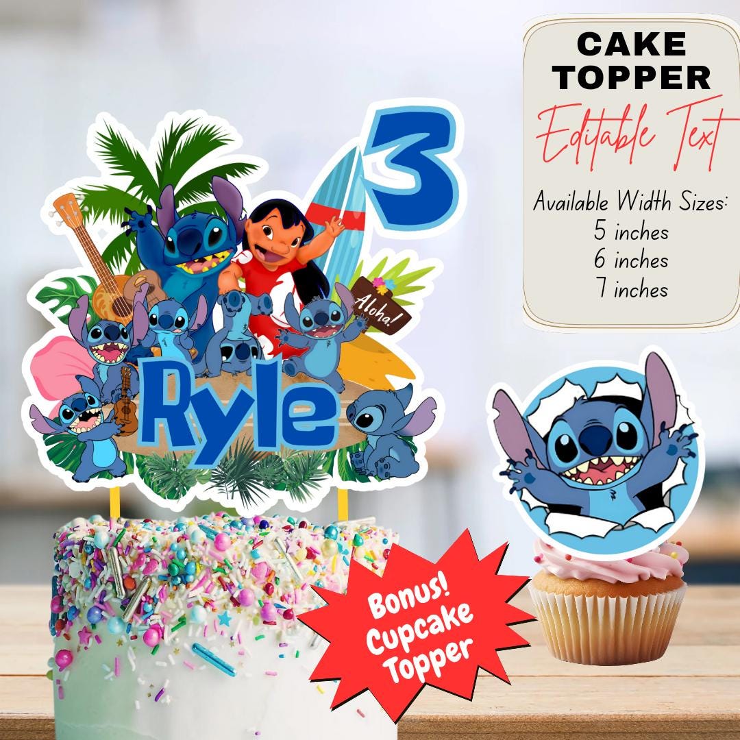 Stitch Cake Topper Editable Template Customized Name Printable Lilo and ...