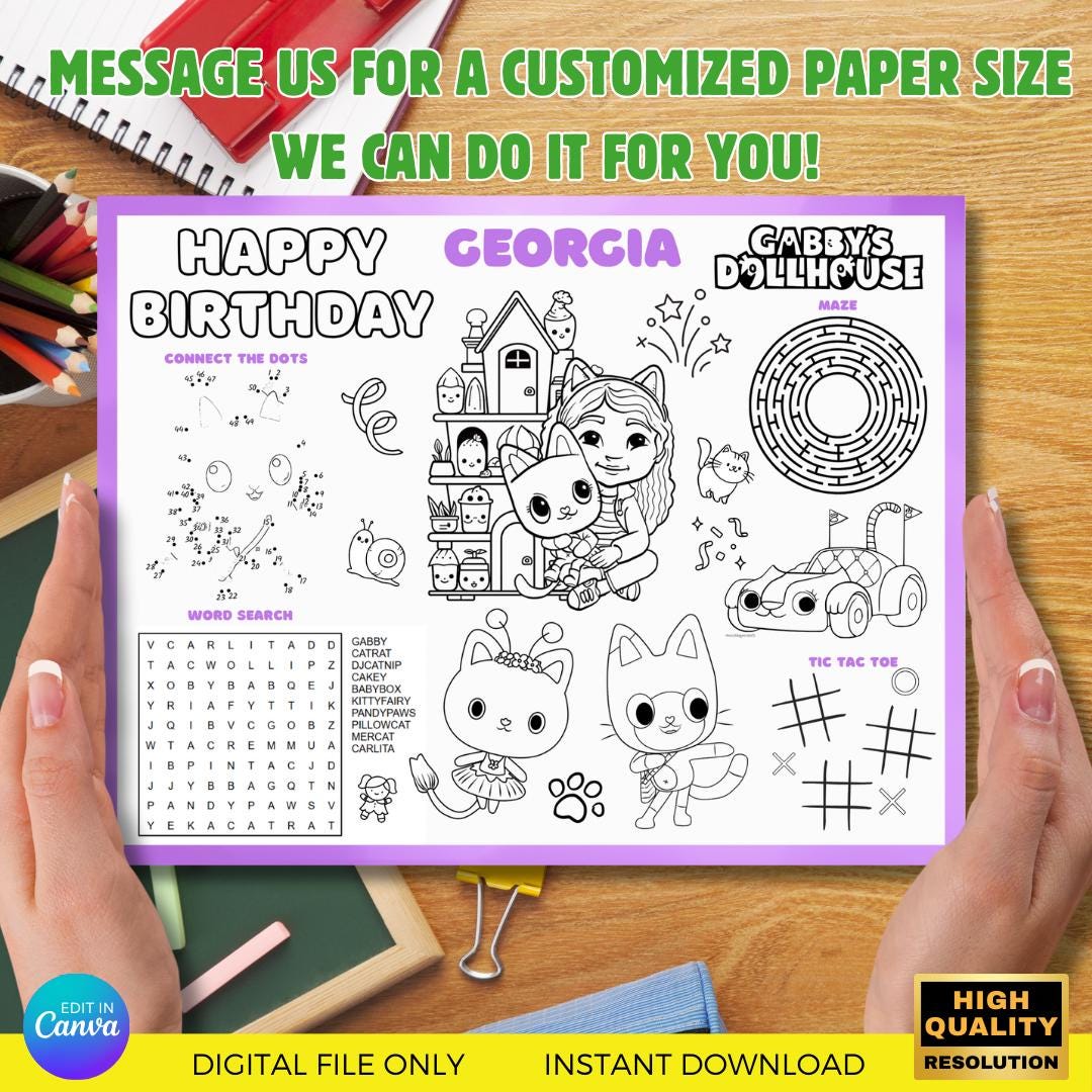Gabby Activity Placemat Gabby Coloring Pages Gabby Placemat Template ...
