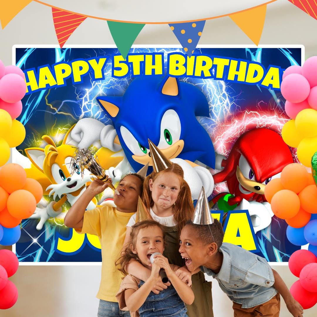 Sonic Birthday Backdrop Sonic Backdrop Sonic Editable Backdrop Sonic ...