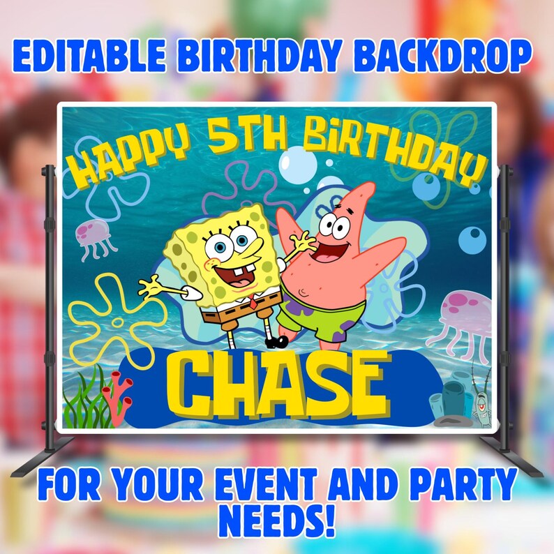 Spongebob Birthday Backdrop Spongebob Backdrop Spongebob Banner ...