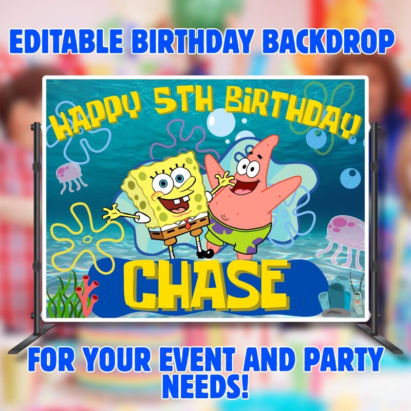 Spongebob Birthday Backdrop - Etsy