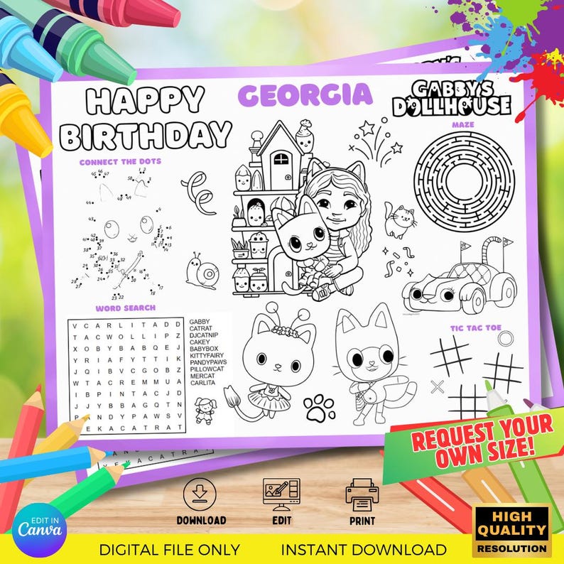 Gabby Activity Placemat Gabby Coloring Pages Gabby Placemat Template ...