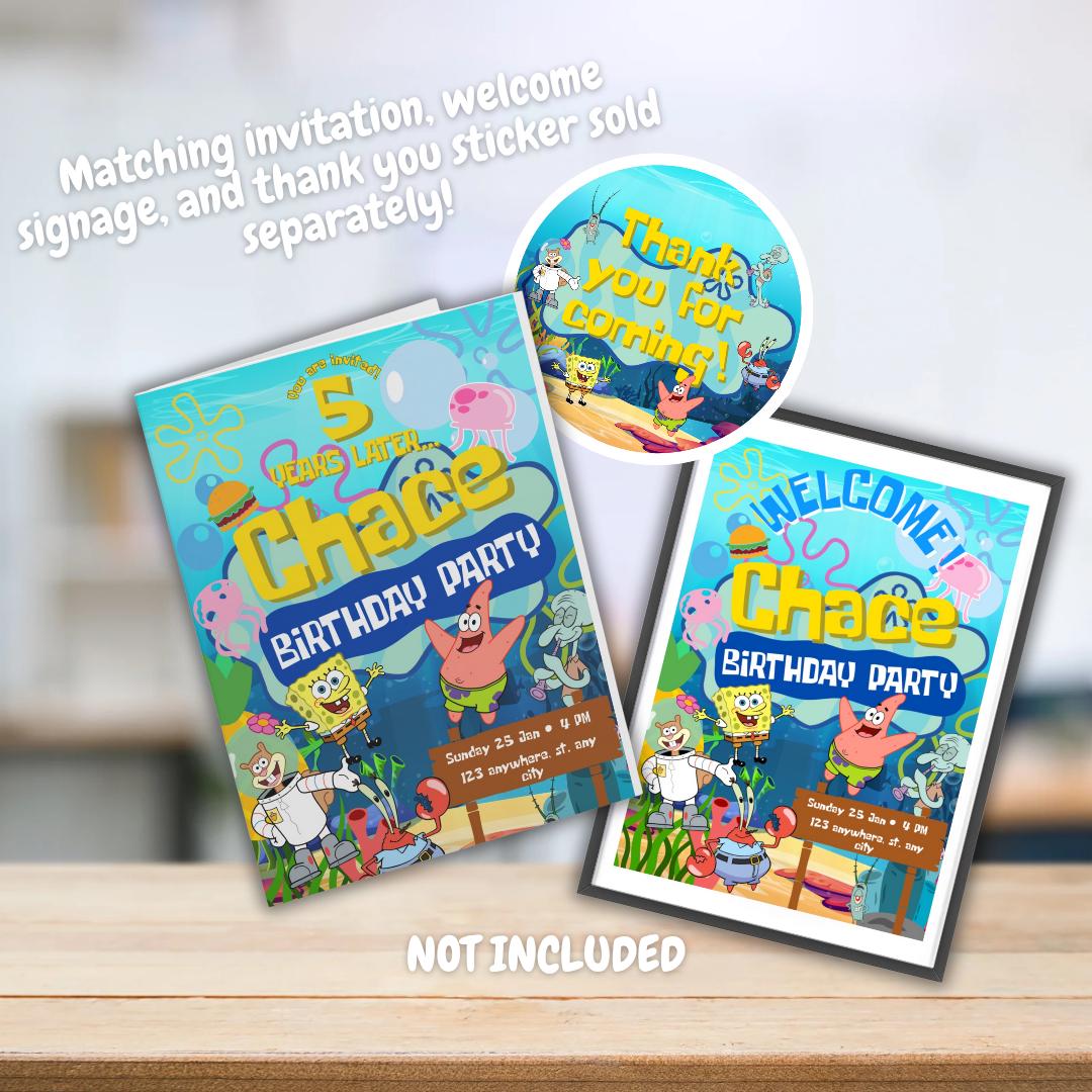 Spongebob Cake Topper Editable Template Customized Name and Age ...