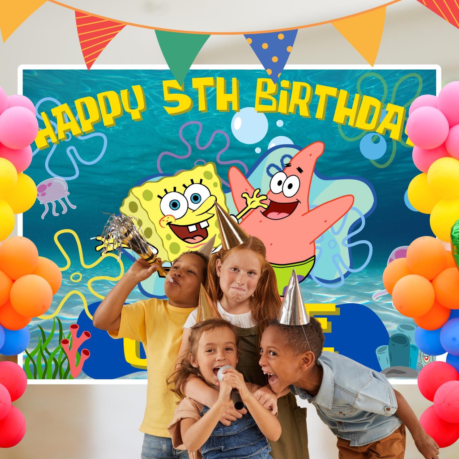 Spongebob Birthday Backdrop Spongebob Backdrop Spongebob Banner ...