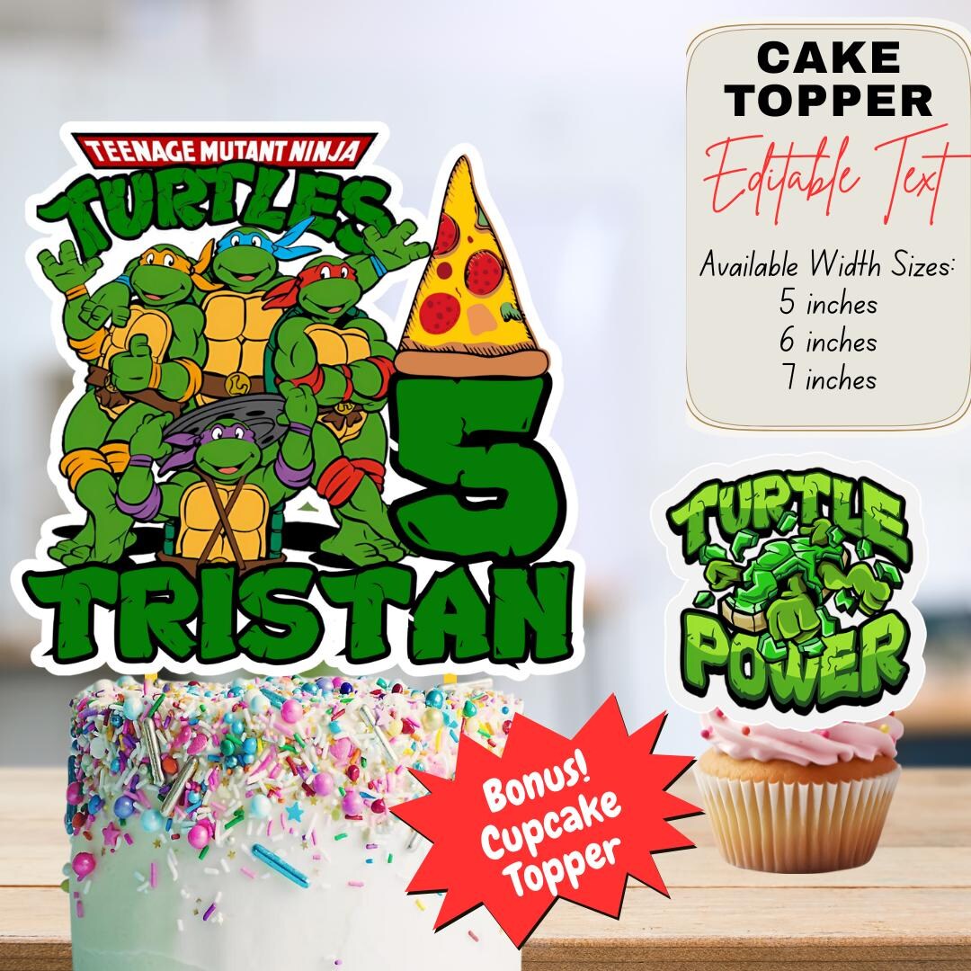 Ninja Turtle Cake Topper Editable Template Customized Name Printable ...