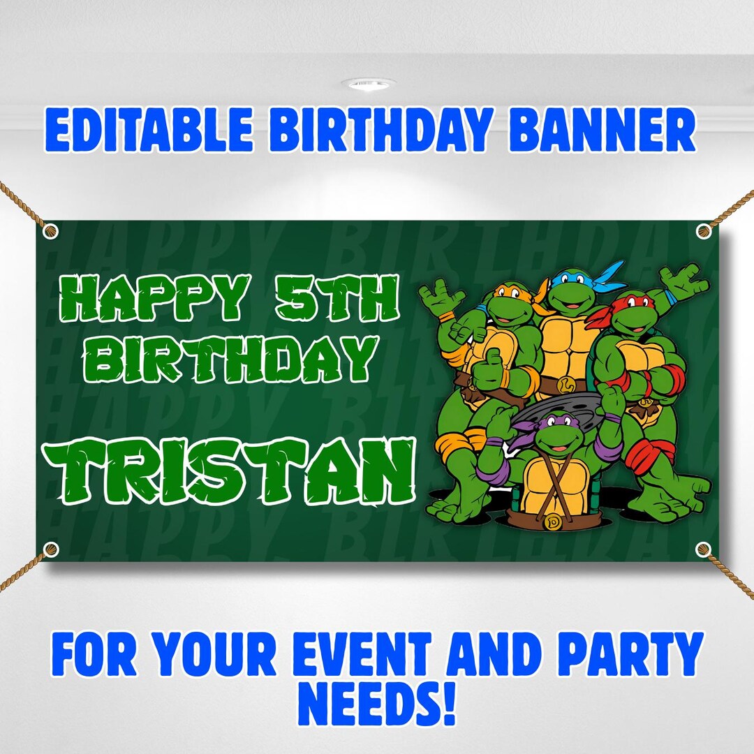 Ninja Turtle Birthday Banner Ninja Turtle Banner Ninja Turtle Editable ...