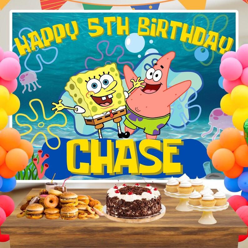 Spongebob Birthday Backdrop Spongebob Backdrop Spongebob Banner ...